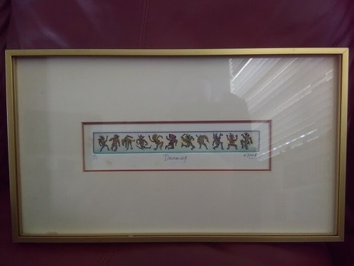 Signed Robert Klunk Art “DREAMING” Tribal Watercolor Etchings numbered ...
