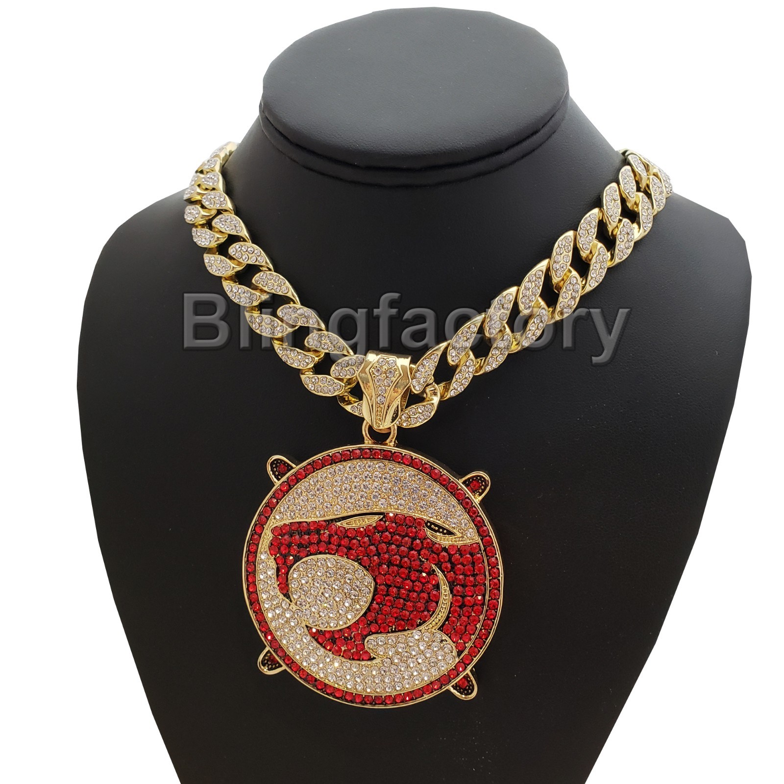 Hip Hop Iced THUNDER CAT Pendant & 18" Full Iced Cuban Choker Chain ...