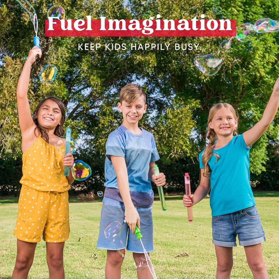 Kid-Safe 14.6'' Bubble Wand Set with Refill Solution - Perfect for ...