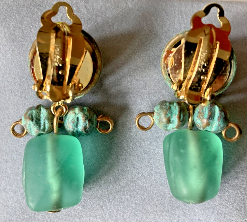 Vintage Amy Jo Gladstone New York 1980’s Glass Bead Dangle Clip On Earrings | eBay