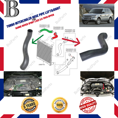 Turbo Intercooler Hose Pipe UPPER fits RANGE ROVER L322 TDV8 PNH500500 ...