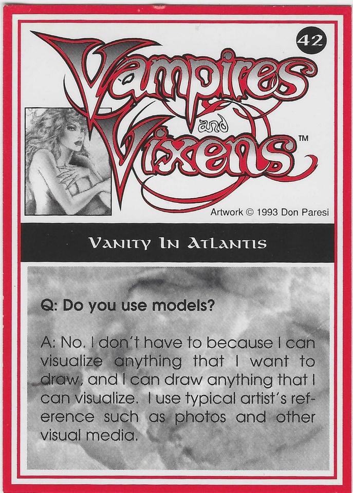 Don Paresi's Vampires & Vixens Card 42 Vanity In Atlantis Signed By Don ...