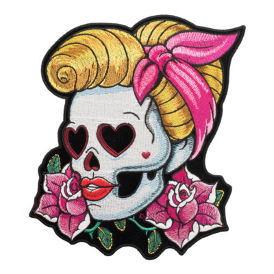 Loving Eyes Pin Up Girl Skull Patch, Ladies Back Patches | eBay