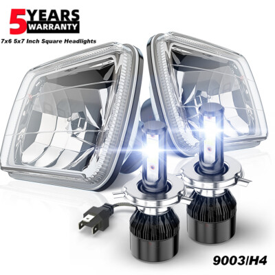 For Ford Ranger 1983-1988 7x6" 7x5" LED Headlight Hi/Lo DRL Beam 2pc H4 ...