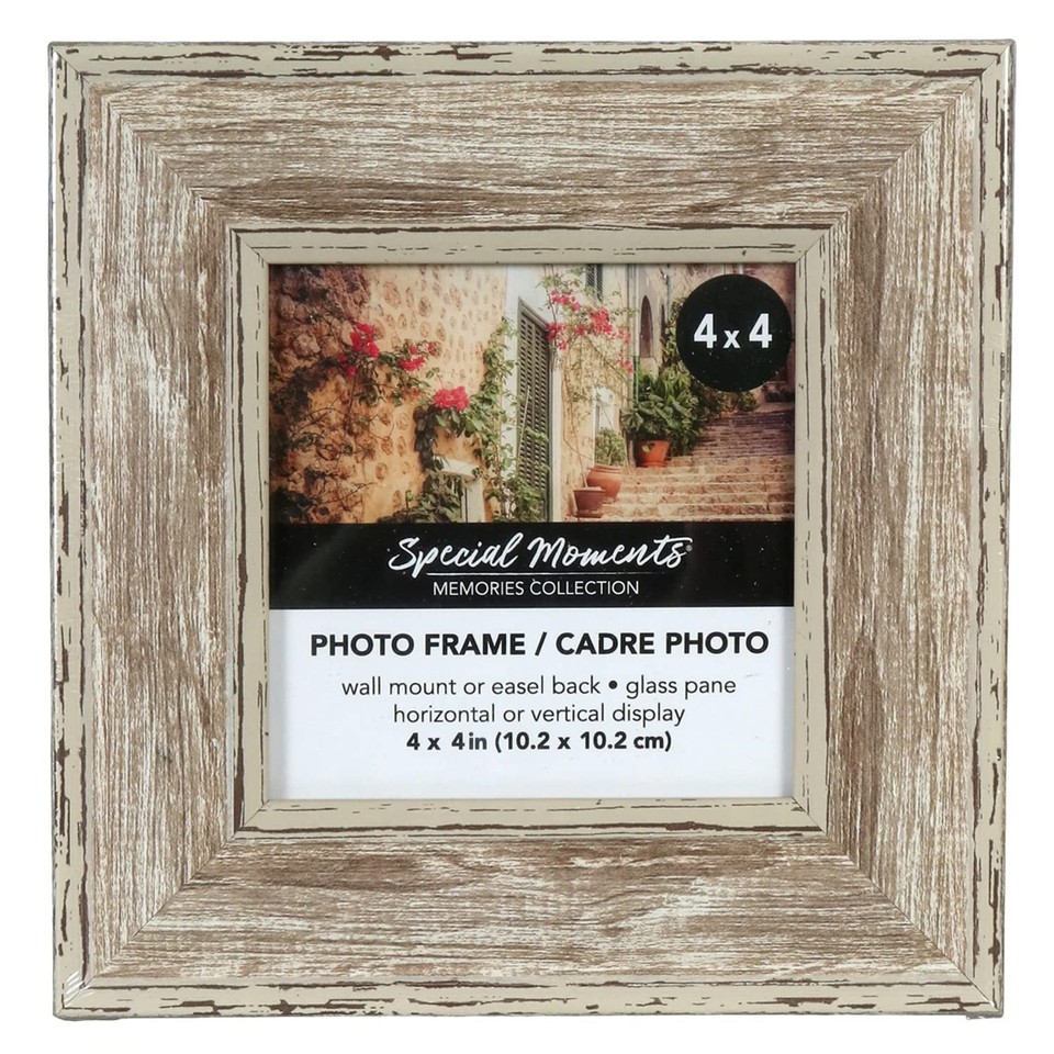4 Square Picture Frames - Farmhouse Faux Wood Style - 6.5" Frame for 4 ...