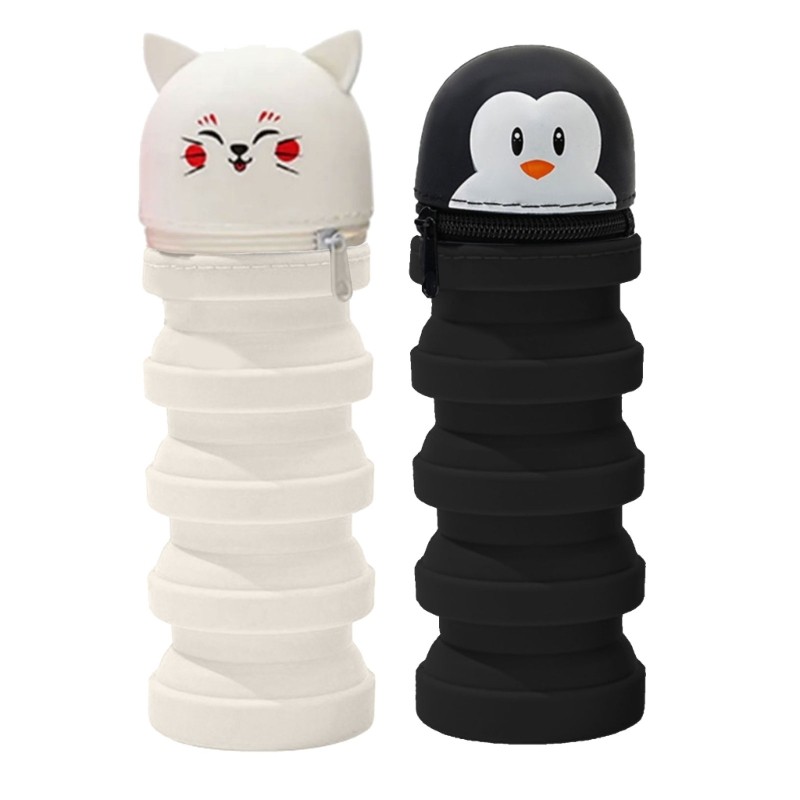 Telescoping Pen Bag Zippered Silicone Pen Pouches Pencil Case Pen ...