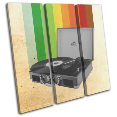 Retro Record Player Vinyl Decks Vintage TREBLE TELA parete arte foto ...