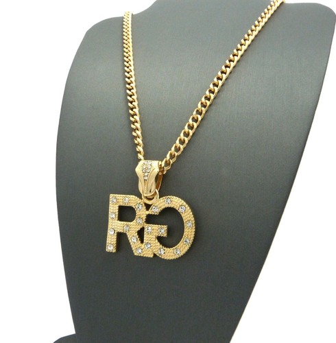Hip Hop Iced Micro Rich Gang RG Pendant & 5mm 24" Cuban Chain Fashion ...