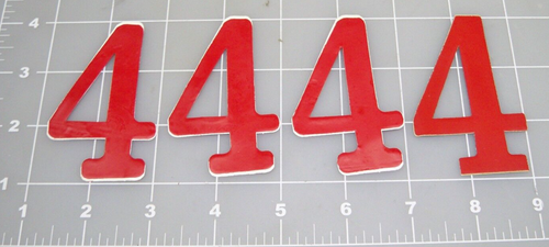 NUMBER 4 STICKERS 3" RED VINYL 4 QUANTITY VINTAGE RACING SCORING FREE ...