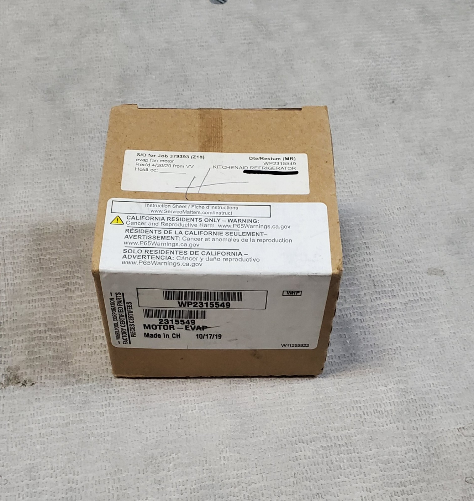 Whirlpool WP2315549 Refrigerator Evaporator Fan Motor for sale online ...