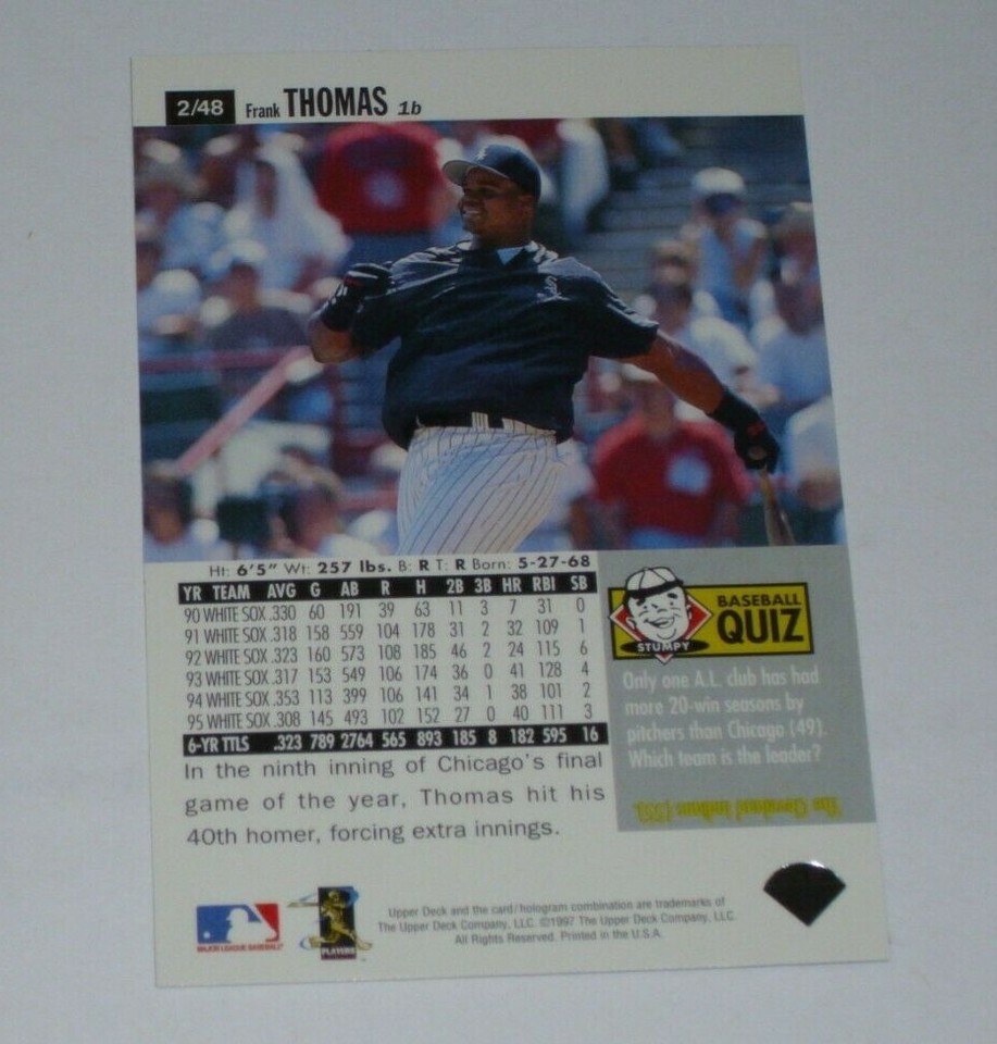 Upper Deck Folz Minis Foil Card Baseball 1997 Frank Thomas White Sox 2 ...