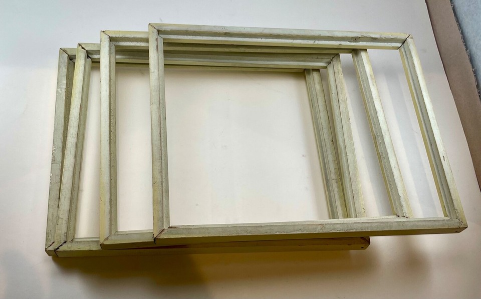 lot of 4 Vintage 8x10 Picture Frames Wood Cream color w/Green accent | eBay