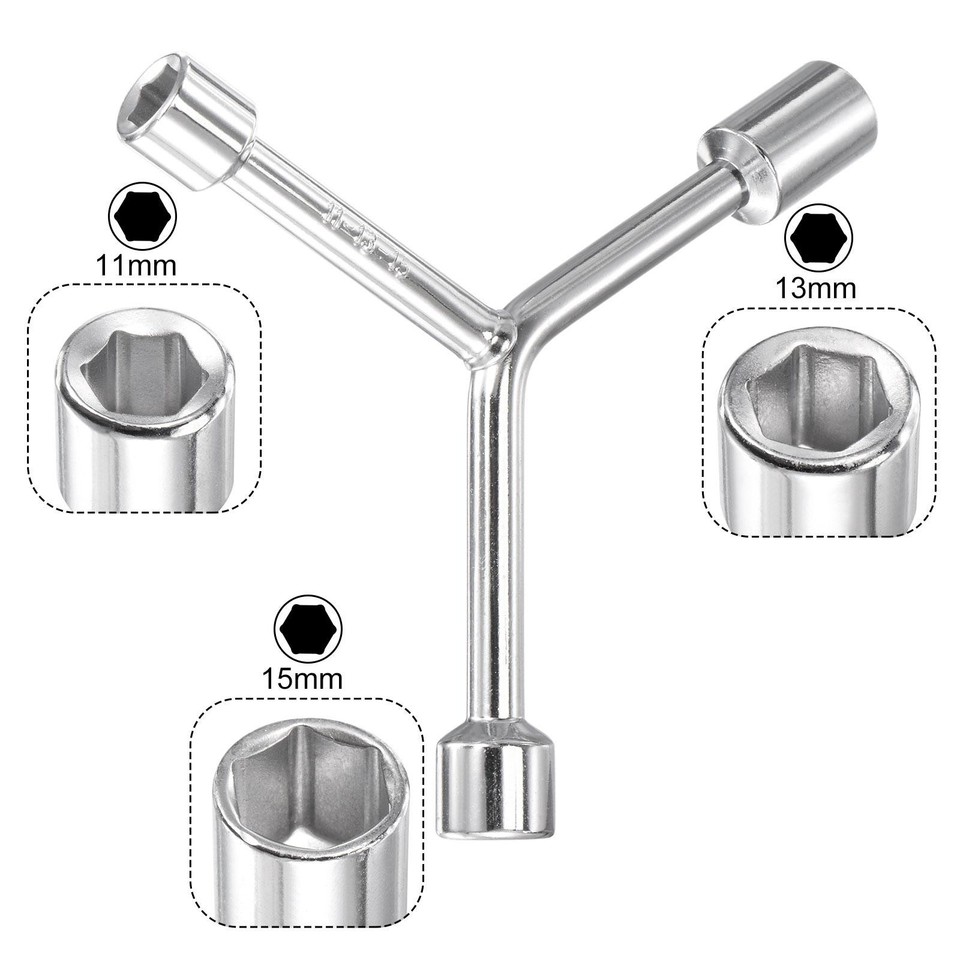 Y Type 3 Way Hex Socket Wrench 11mm 13mm 15mm Repair Spanner Tool 3.5 ...