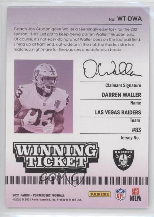 2021 Panini Contenders Winning Ticket Ruby Darren Waller #WT-DWA | eBay