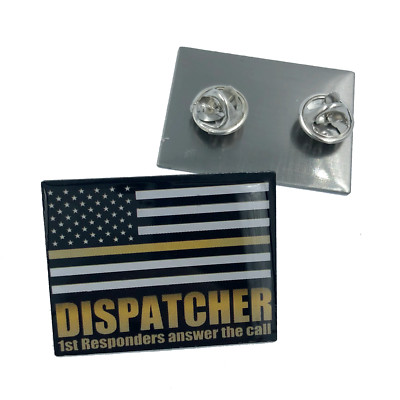 FF-007 911 Emergency Dispatcher Thin Gold Line Flag Pin | eBay