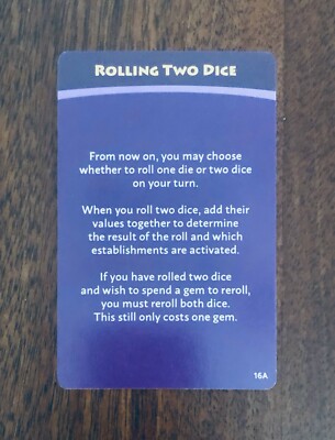 Machi Koro Legacy | Rolling Two Dice Rule Card | Replacement/Extra Game ...