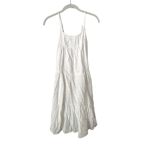 Anthropologie Sim & Sam White Cotton Tiered Sundress M | eBay