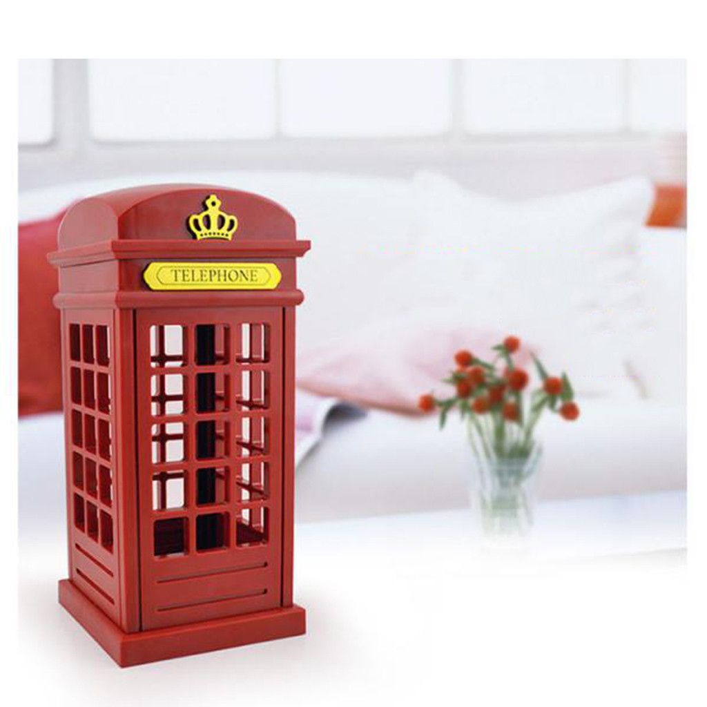 Red London Telephone Booth Night Light Bedside LED Table Lamp USB ...