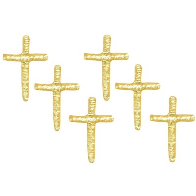 Mini Cross Applique Patch - Gold, Jesus, Christian Badge 1/2" (6-Pack ...