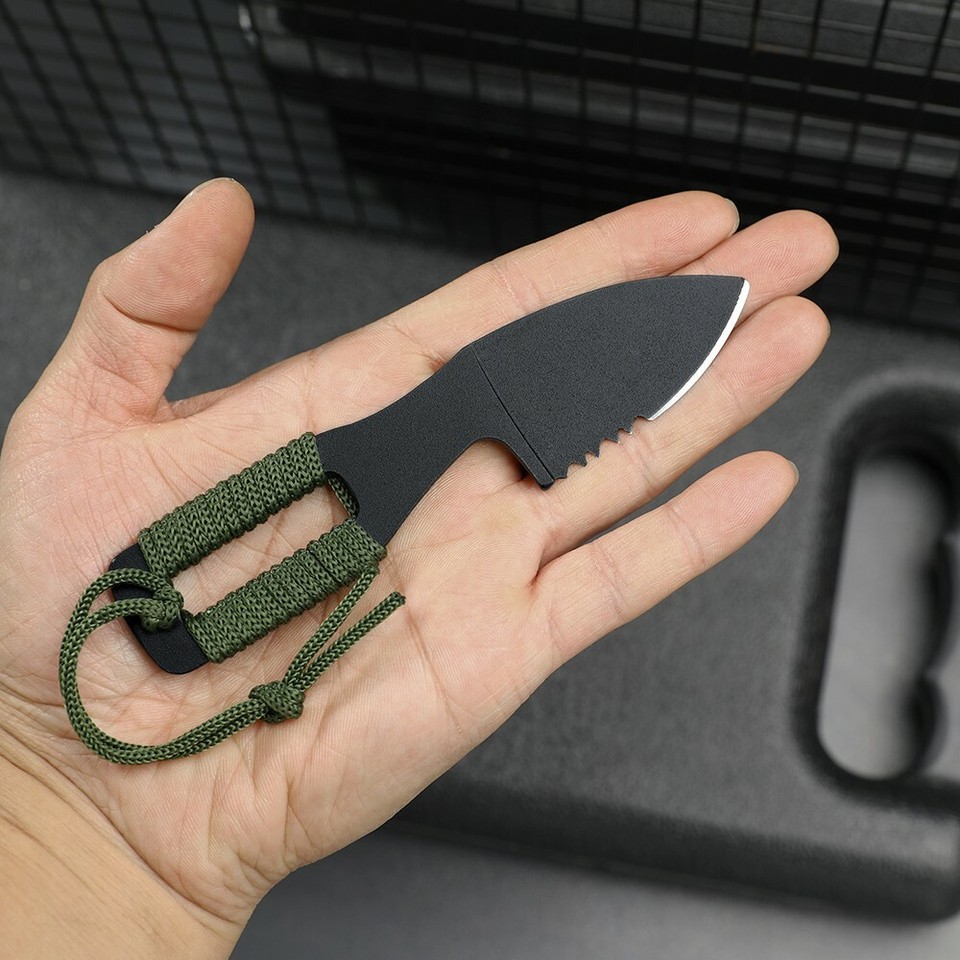 Neck Knife Fixed Blade Knife Full Tang Fixed Blade Knife Cord Wrapped ...