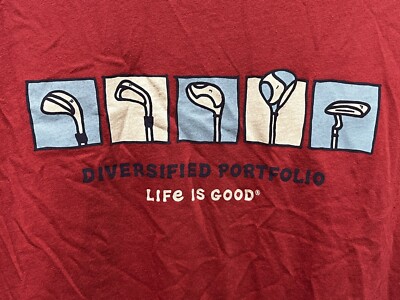 Life is Good Men’s T Shirt Red Golf Diversified Portfolio Lite S/S Crew ...