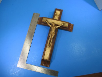 Vintage Wooden Catholic Last Rites Crucifix Cross Candles Holy Water ...