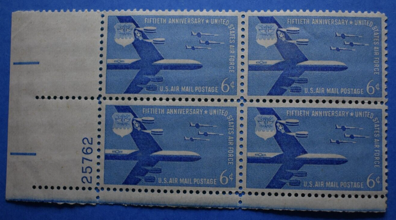 Scott #C49 -US Airmail B-52 Bomber & F-104 Fighters 6 cent PB of 4 ...