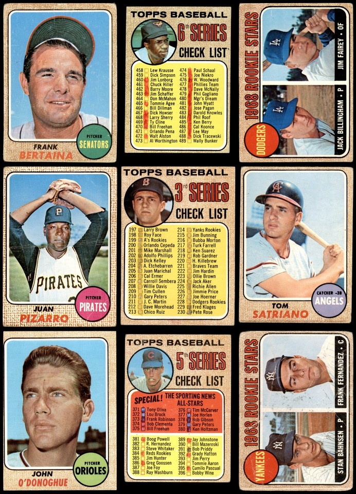 1968 Topps Baseball Complete Set 2.5 - GD+ 6952645 | eBay