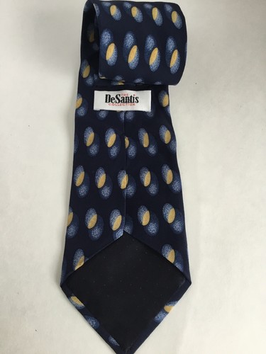 DESANTIS COLLECTION MEN’S 100% SILK BLUE GOLD TIE | eBay