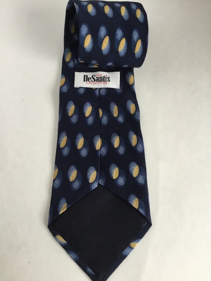 DESANTIS COLLECTION MEN’S 100% SILK BLUE GOLD TIE | eBay
