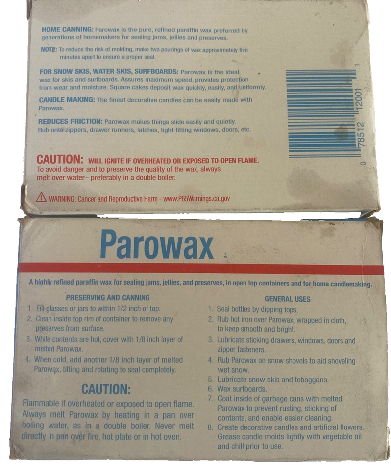 2 X Parowax Household Wax Paraffin Canning Candle Snow Skis Surf Board ...