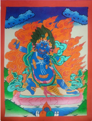 Blue Mahakal Vajrapani Thangka Buddhist Mahakal Painting Tibetan Art ...