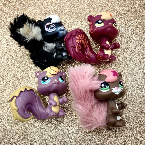 Hasbro LPS Littlest Pet Shop Lot Squirrels Skunk Furry Tail #641 #999 ...