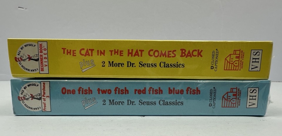 NEW SEALED Dr. Seuss VHS Lot of 2 Cat In The Hat Comes Back & 1 Fish 2 ...