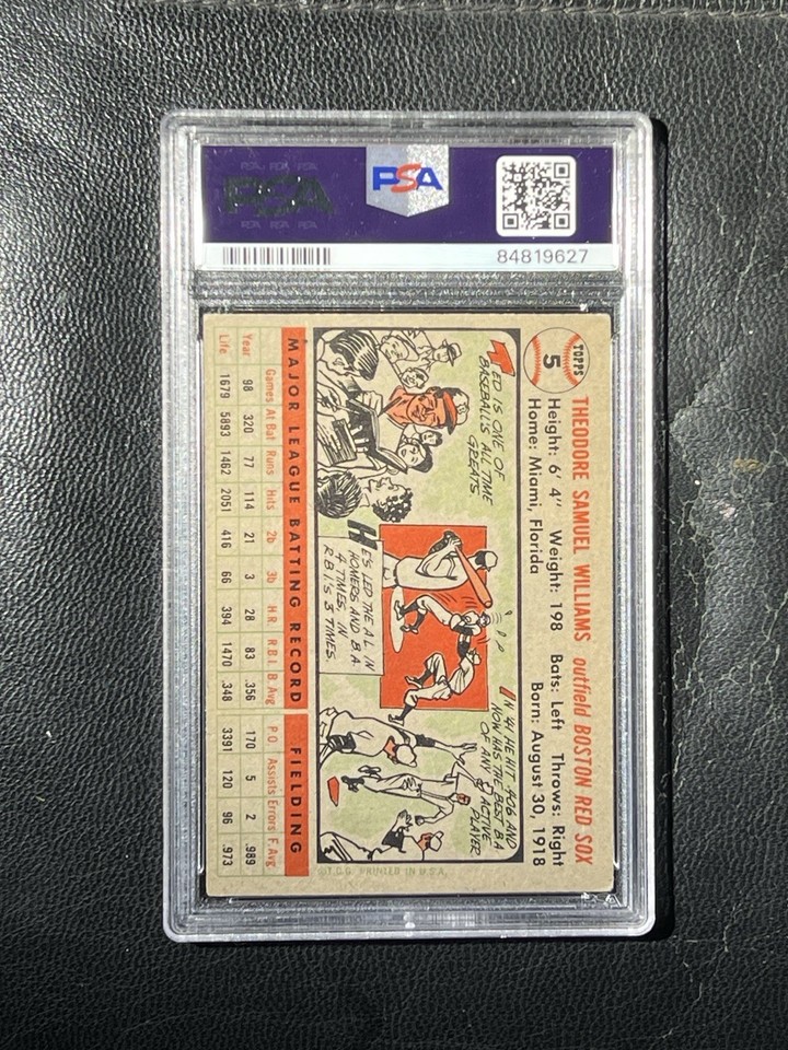 TED WILLIAMS 1956 Topps Gray Back PSA 3 VG #5 | eBay