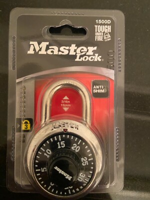 Master Lock Padlock 1500D Preset Combination Lock 1-7/8" White Black ...