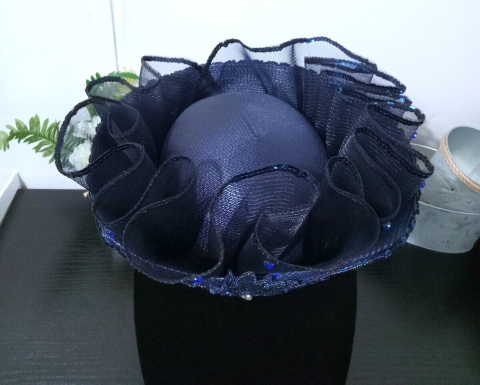 Woman's Deborah NEW YORK 80's Vintage Blue Designer Hat W/Cubic ...