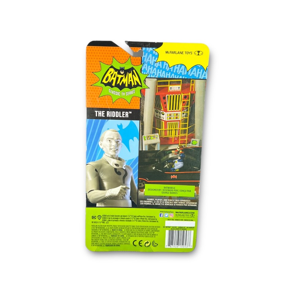 Mcfarlane Batman DC Retro 66 Classics RIDDLER Unmasked Black White, TV ...