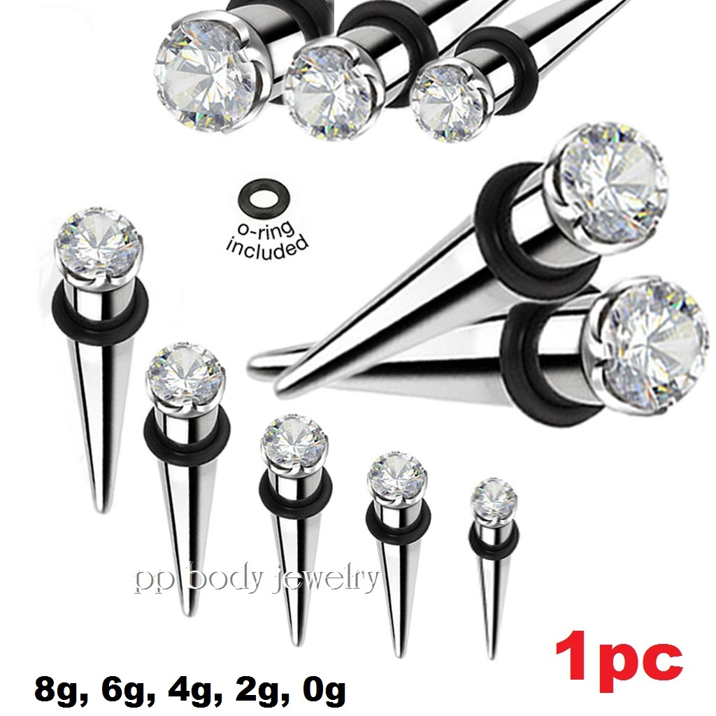 1PC. Prong CZ Surgical Steel Taper Expander Ear Strecher Ear Plug with ...