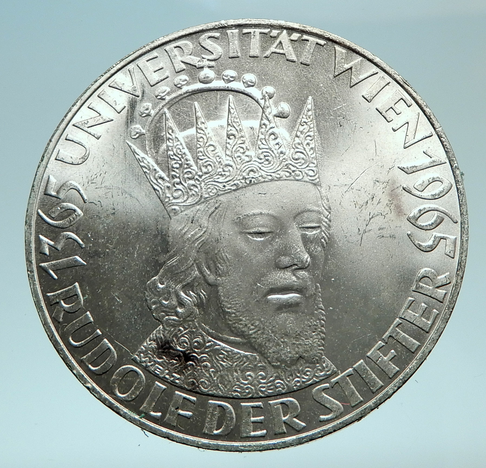 1965 AUSTRIA 600th of VIENNA UNIVERSITY Rudolf IV Der Stifter Silver ...