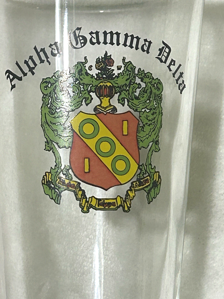 Alpha Gamma Delta Sorority Crest Glass Beer Fraternity Alumni College ...