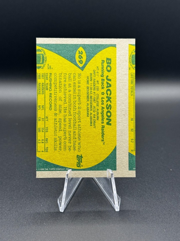 1989 Topps Bo Jackson #269 ERROR CUT Raiders RARE | eBay