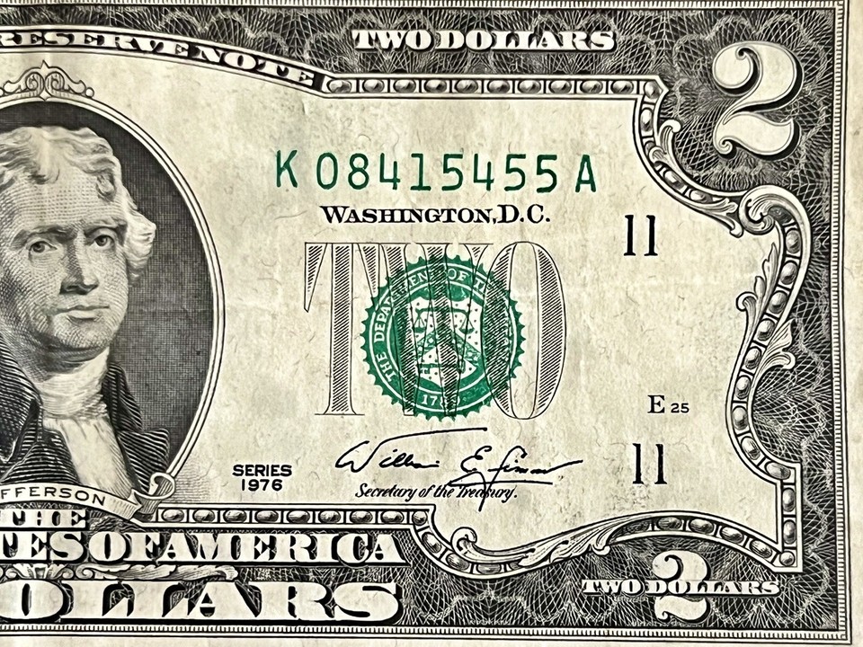 1976 $2 Dollar Bill Low Serial # With Double Digits, VERY RARE, U.S.A ...
