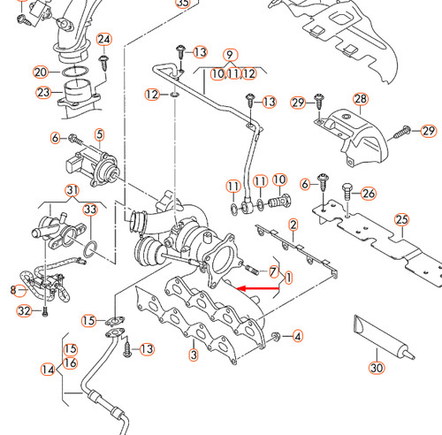 NEW AUDI A1 8X TURBOCHARGER REPAIR KIT 03C198722 OEM NO IMPORT DUTIES ...