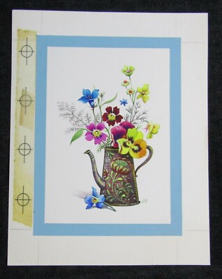 THANK YOU NOTE Colorful Flowers in Pitcher 5.5x7" Greeting Card Art # ...