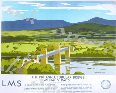 Vintage LMS Menai Straits Suspension Bridge North Wales Poster A4/A3/A2 ...