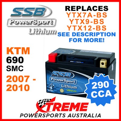 SSB 12V 290 CCA KTM 690 SMC 2007-2010 LFP14H-BS Lithium Battery | eBay ...