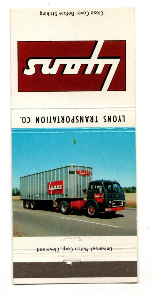 LYONS TRANSPORTATION CO matchbook matchcover - TRUCKING - OHIO | eBay