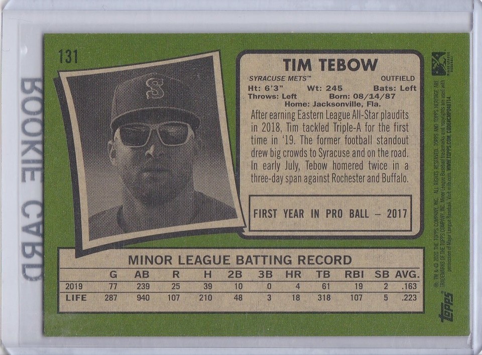 TIM TEBOW ROOKIE CARD Topps Heritage RC Baseball Football Mets FLORIDA ...