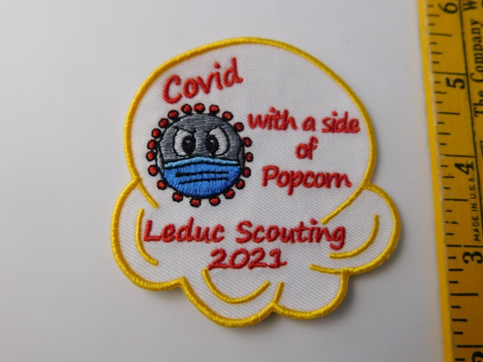 BOY SCOUTS CANADA LEDUC PATCH COVOID WITH A SIDR OF POPCORN 2021 BADGE ...